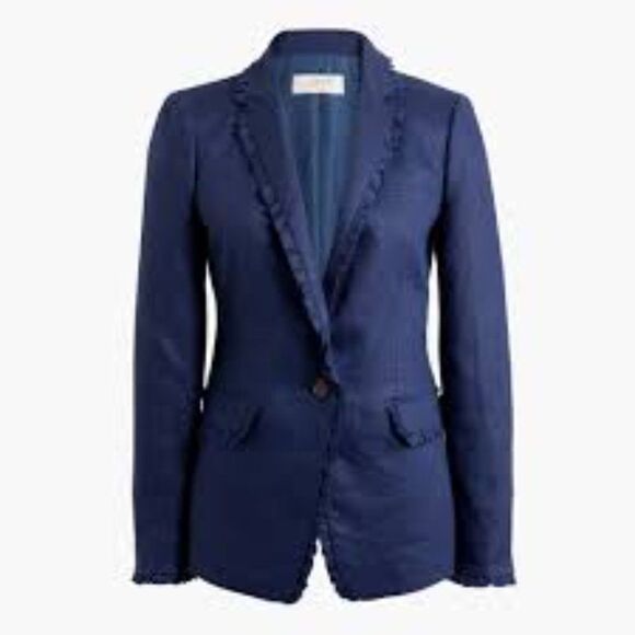 J. Crew Factory | Jackets & Coats | J Crew Factory Blue Linen Blazer ...